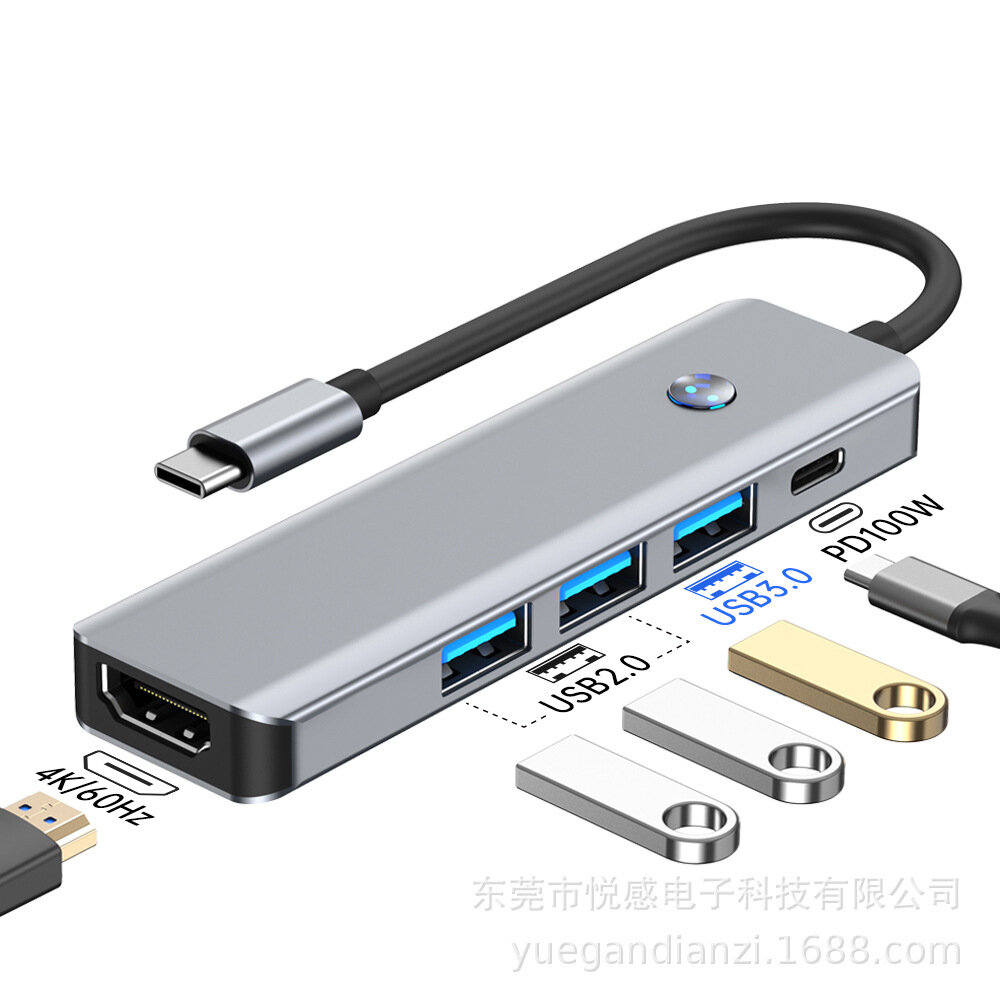 Док-станция USB 3.2 с блоком питания, Type-C, однокнопочное зеркалирование экрана, док-станция для ноутбука 4K 60Hz