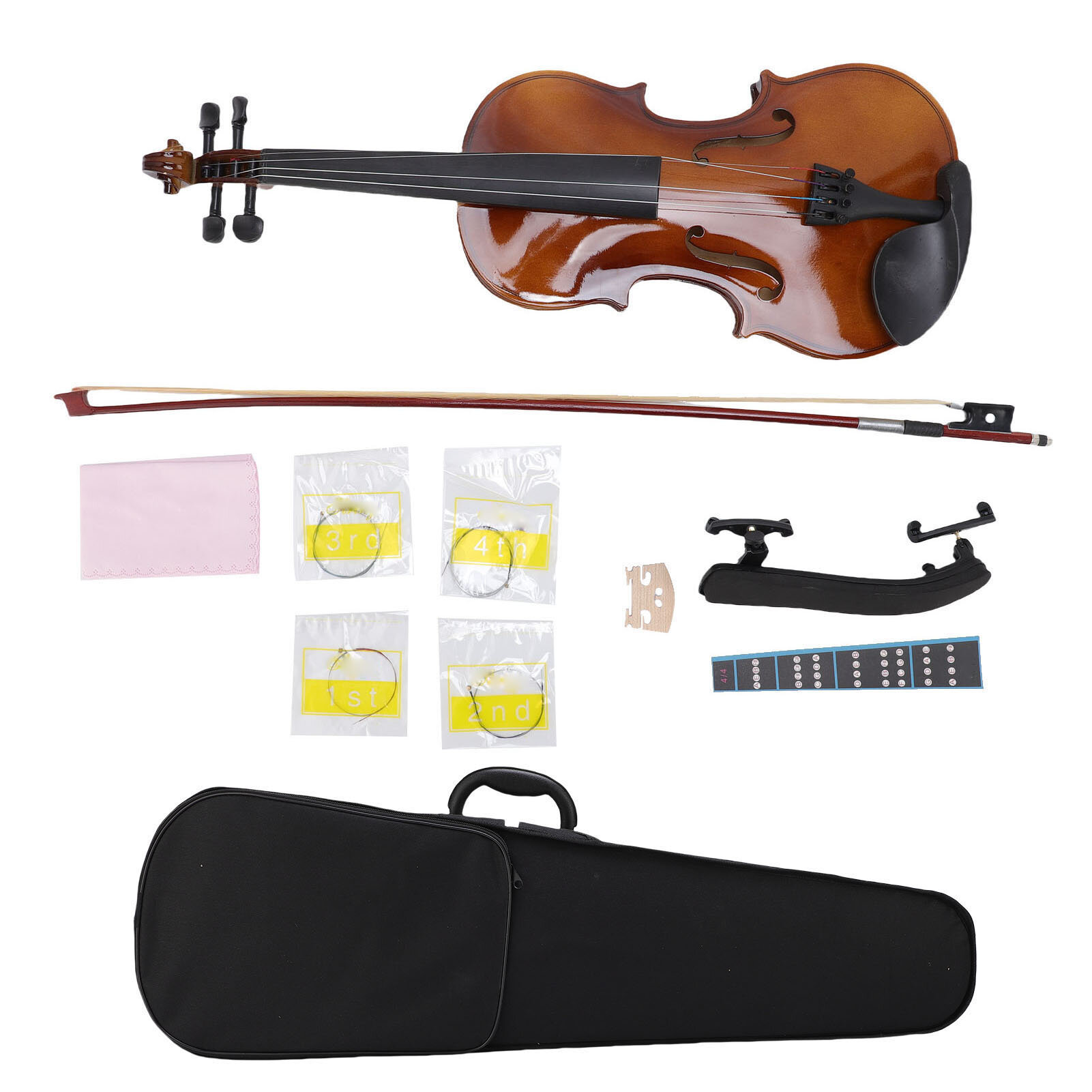 Скрипичный набор из липы с матовым покрытием, размер 4/4, стартовый комплект со смычком, плечевым упором, тюнером и струнами, подходит для учеников, детей, начинающих и взрослых.
