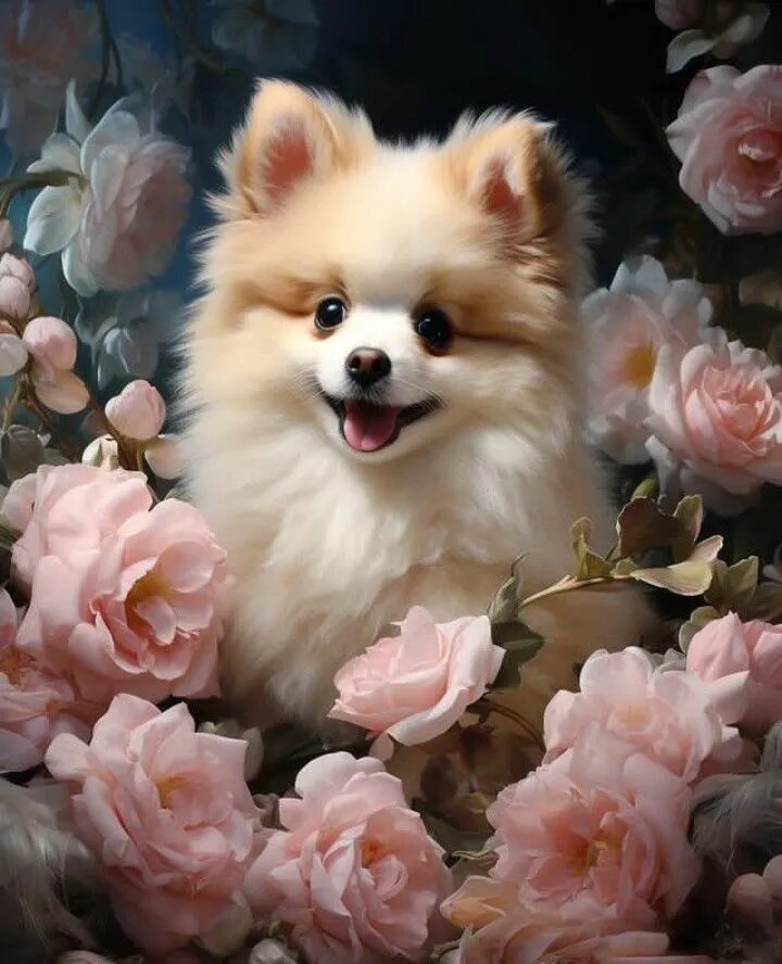 Алмазная Картина "Померанский Шпиц" 40х50 См Алмазная Вышивка / Картина Стразами Подарков