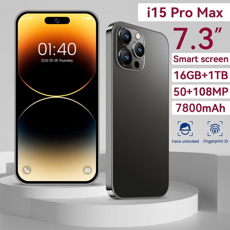 Смартфон iPhone I15 Pro Max 5G, 16+1 ТБ, 7,3-дюймовый HD-экран.
