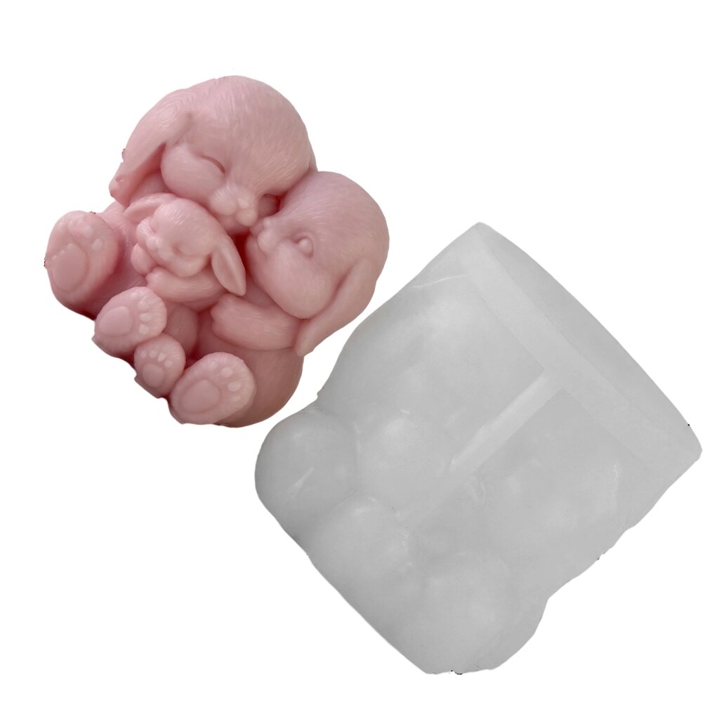 Пара Силиконовых Форм Для Зайца Термостойкая Легко Демонтируемая Универсальная Силиконовая Форма для Эпоксидной Смолы Свечи Мыла Шоколада