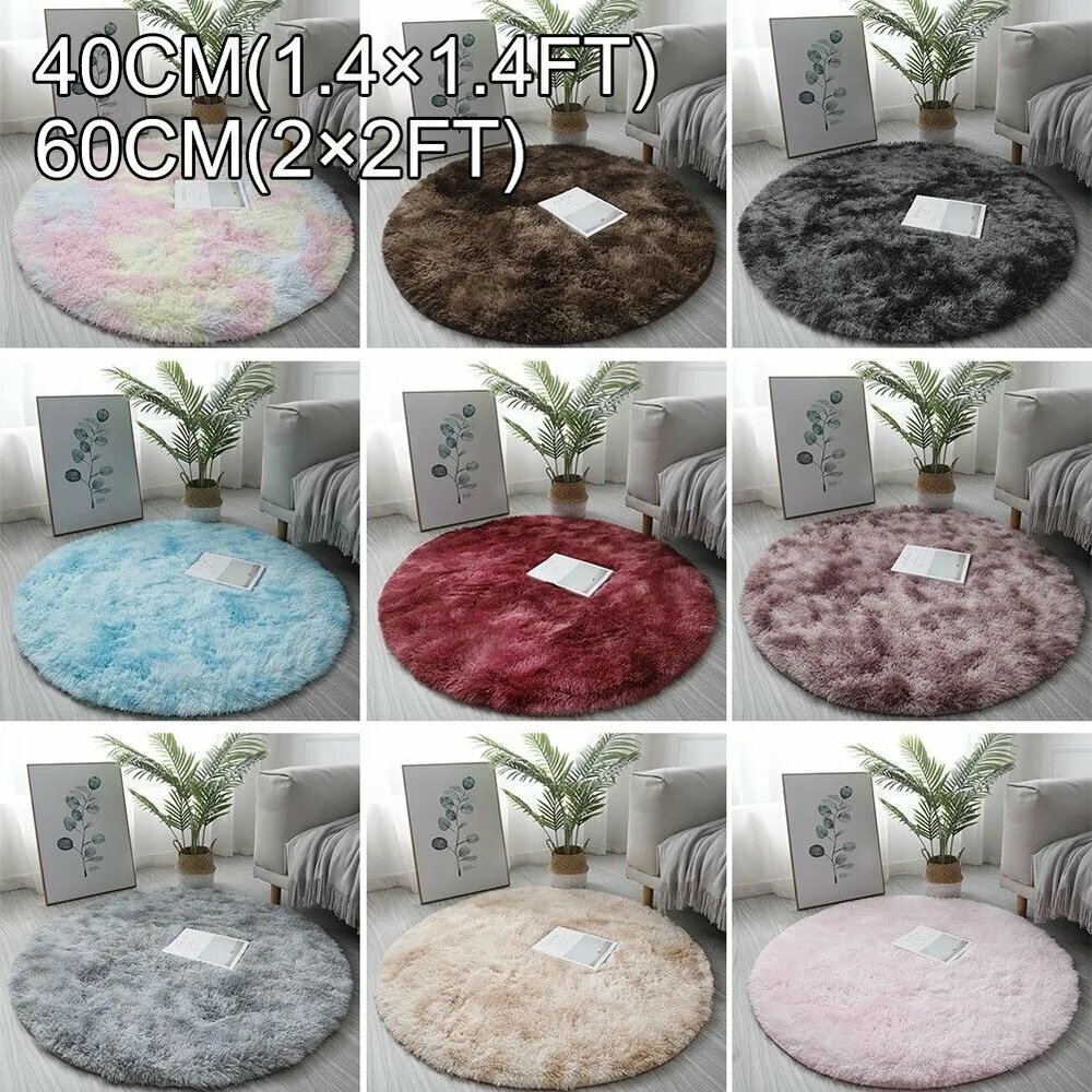 Круглый ковер тай-дай 40x40 см, коврик для гостиной, спальни у дивана и кофейного столика, декоративный напольный коврик — фото 1