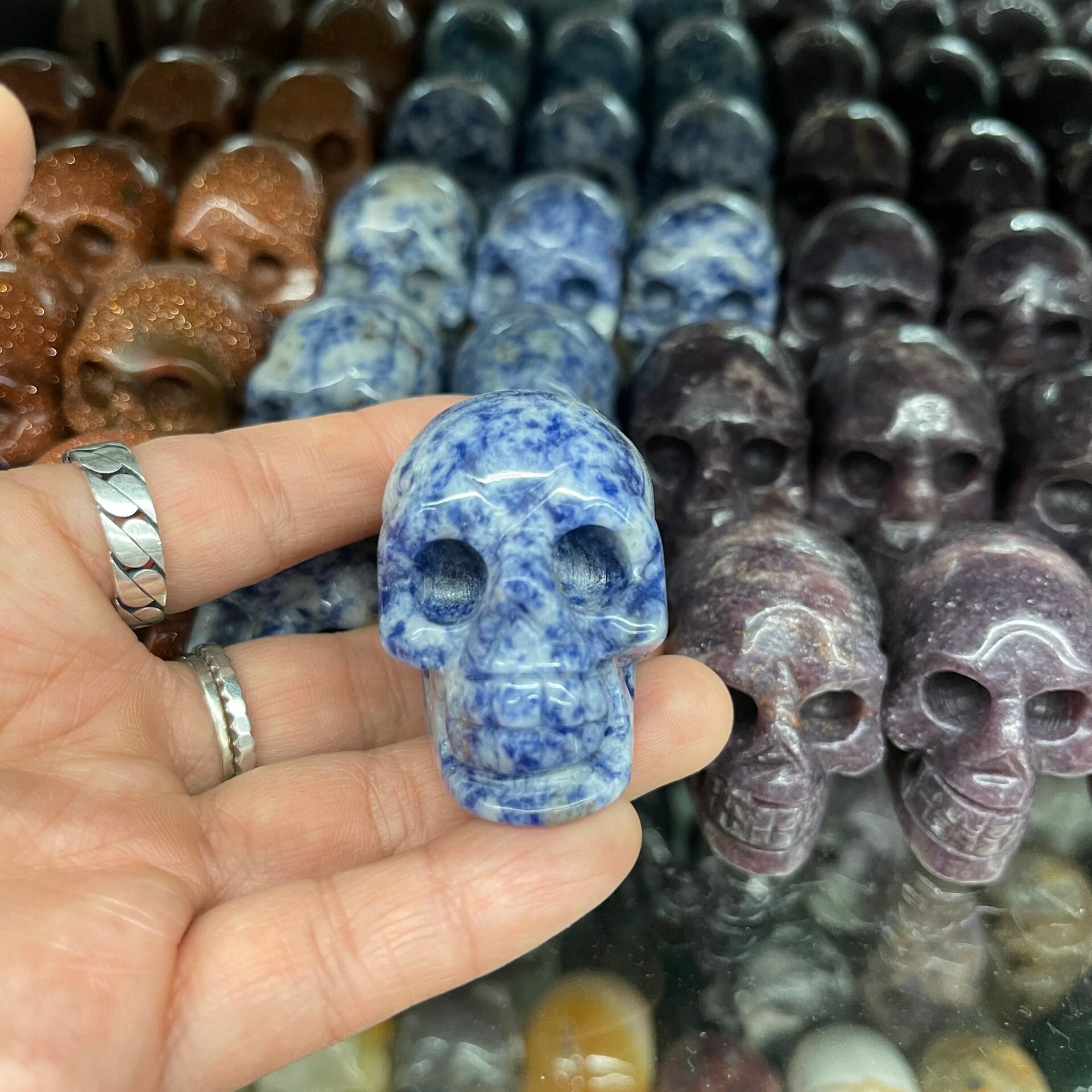 2inch Нефритовый Резной Череп Натуральный Необработанный Камень Полированный Призрачный Голова Хэллоуинское Украшение Кристальный Череп Орнамент