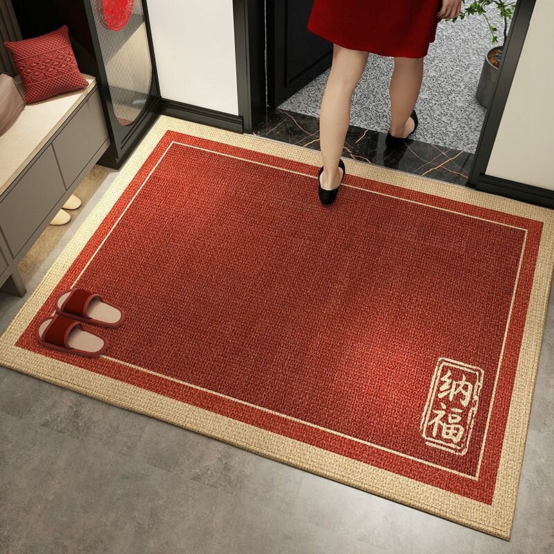 Красный коврик для входной двери, праздничный домашний коврик, коврик для спальни, китайский стиль, грязеотталкивающий ковер, настраиваемый