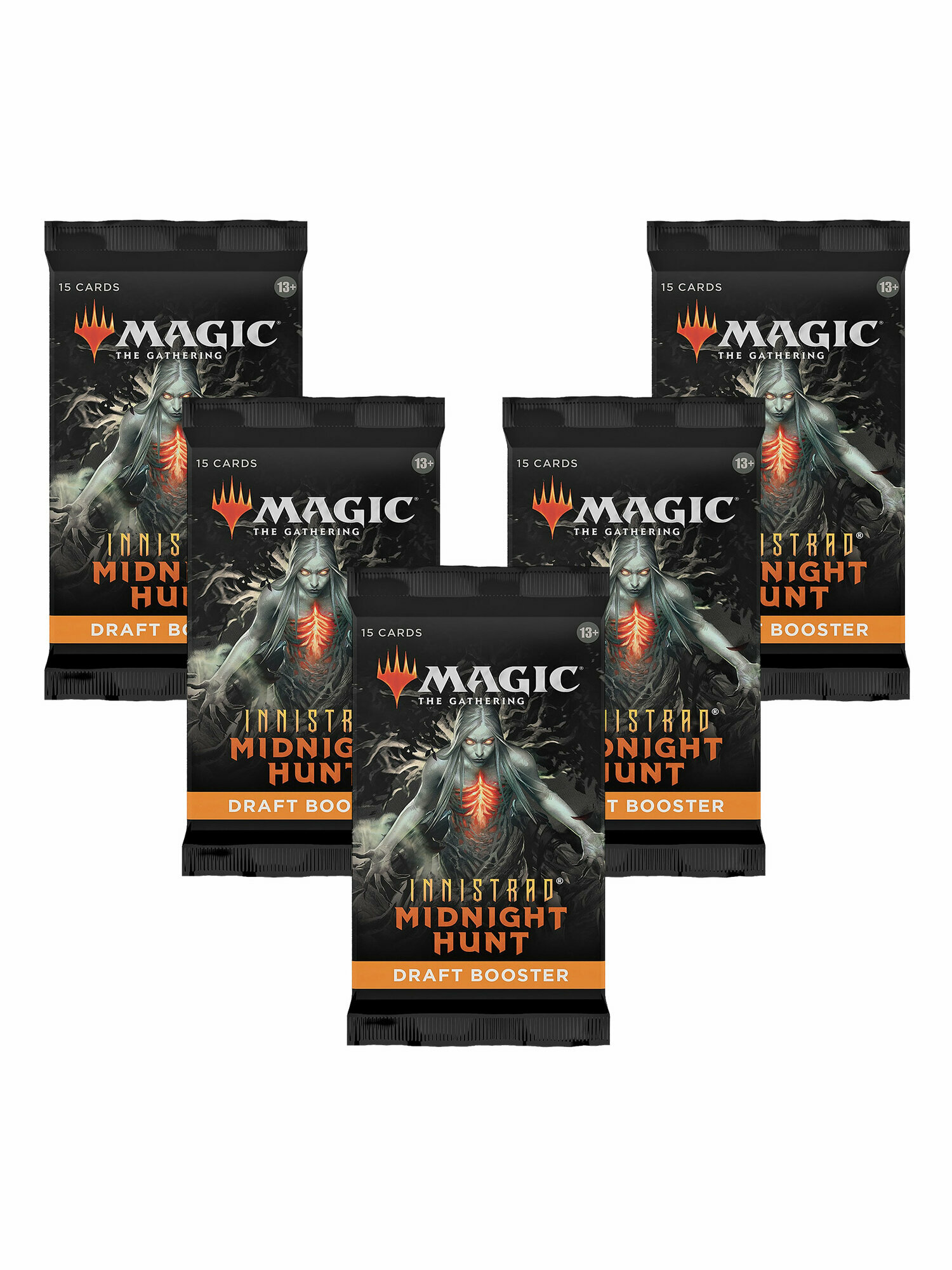 Magic The Gathering: 5 драфт-бустеров MTG издания Innistrad Midnight Hunt на английском