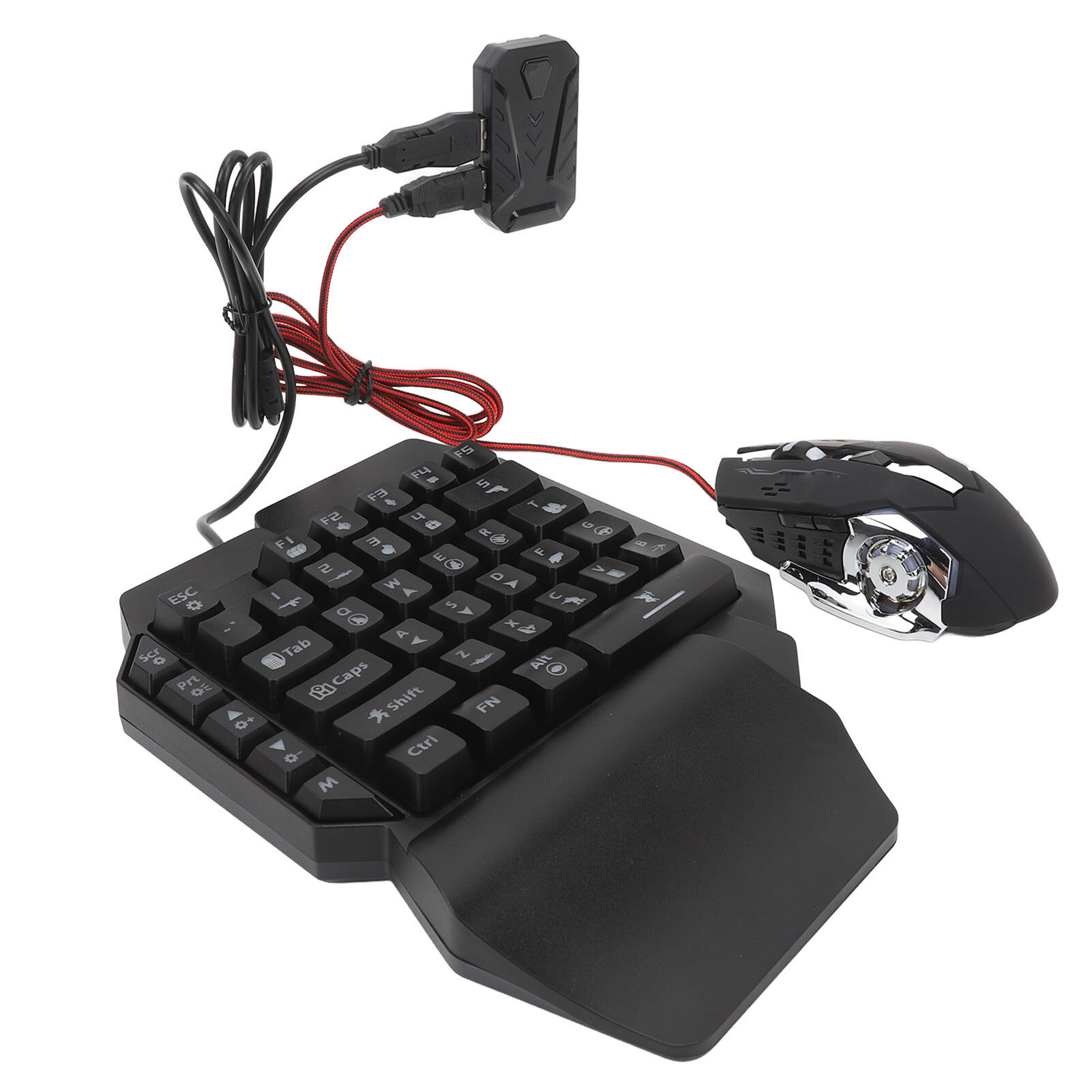 Набор конвертеров для клавиатуры и мыши 4 в 1, RGB-адаптер для мыши с RGB-подсветкой для одной руки, комбинированный адаптер с подставкой для телефона для Android для IOS