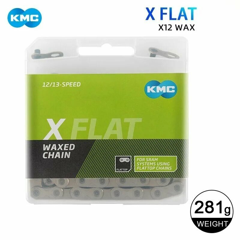 Цепь KMC XFLAT 12/13 скоростей для горных/шоссейных/складывающихся велосипедов, совместима с SRAM Flattop