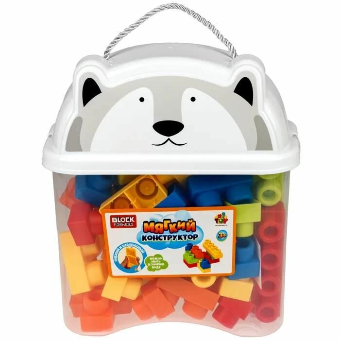 Конструктор детский 1Toy мягкий, 40 деталей, в контейнере, в форме животного, пластиковый (Т26766)