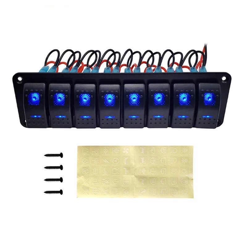 Панель с 8 тумблерами-переключателями USB для автомобиля, лодки, морского транспорта, фургона, 1