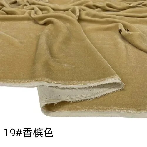 Золотой шелковый бархат для пошива чеонгсам 1,4х1 м Бежевый, 1 meter, Champagne color