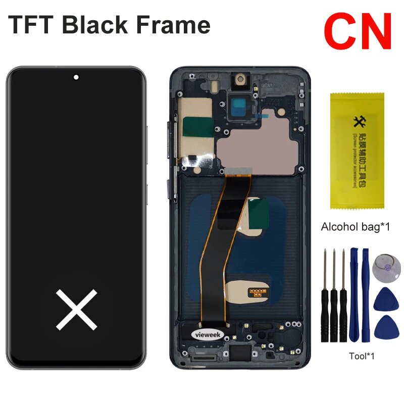 TFT S20 G980F Экран для Samsung Galaxy S20 ЖК-дисплей G980 SM-G980F/DS Замена CN Black Frame
