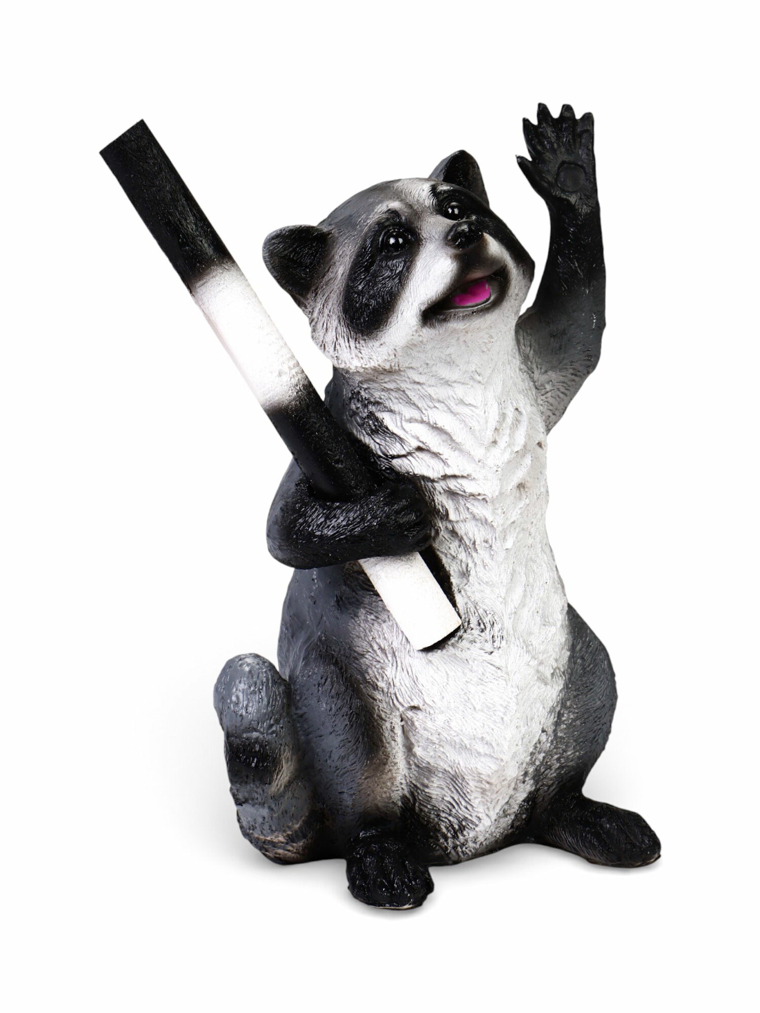 Садовая фигура из полистоуна "Енот-гаишник", 18x16x30 см, цвет: серый