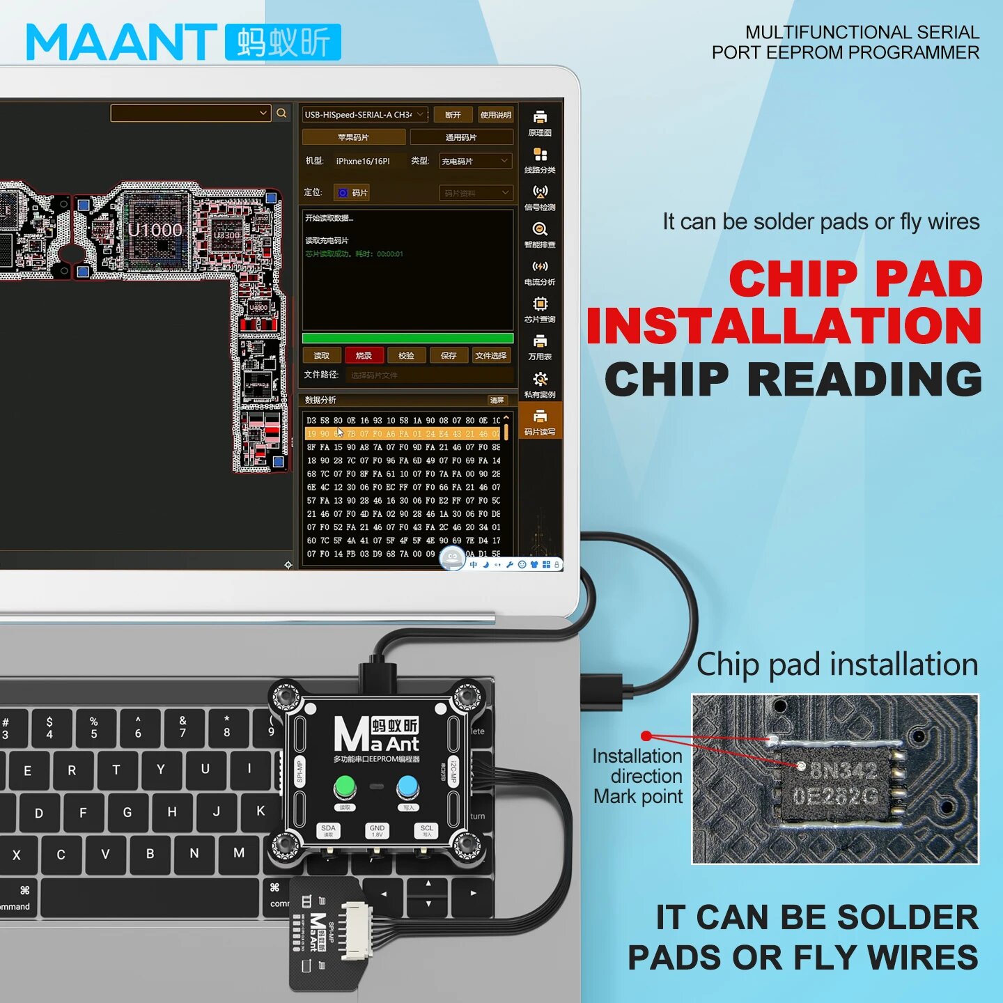 MAANT MaAnt EEPROM Программатор SPI/I2C Serial Port, Full Set — фото 1