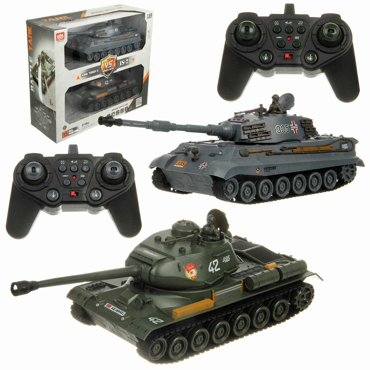 Танковый бой на радиоуправлении, Veld Co / Игрушка танк на пульте управления со светом и звуком