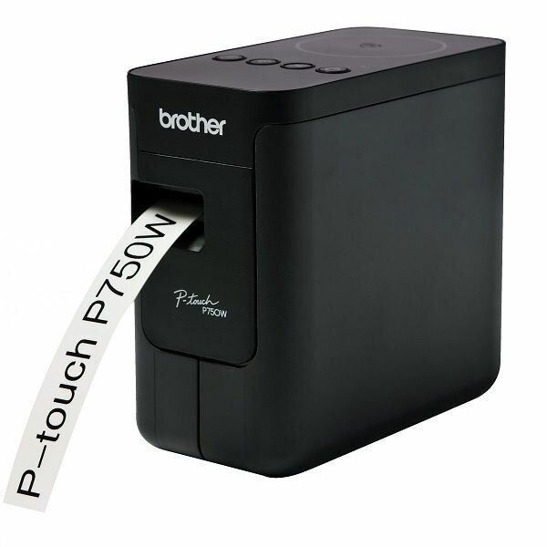 Принтер для наклеек, этикеток термотрансферный Brother PT-P750W, белый, черный матовый