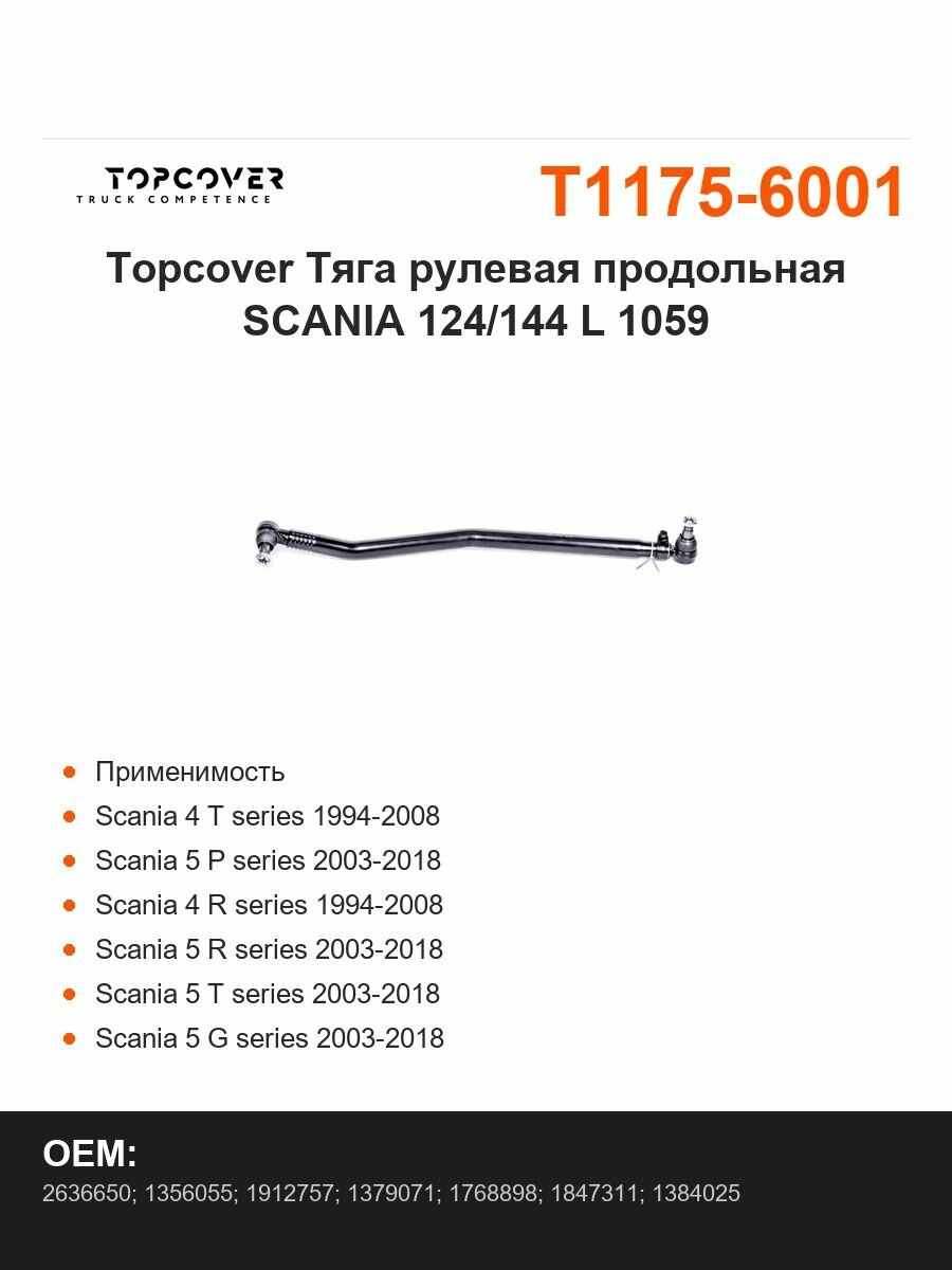 Topcover Тяга рулевая продольная SCANIA 124/144 L 1059