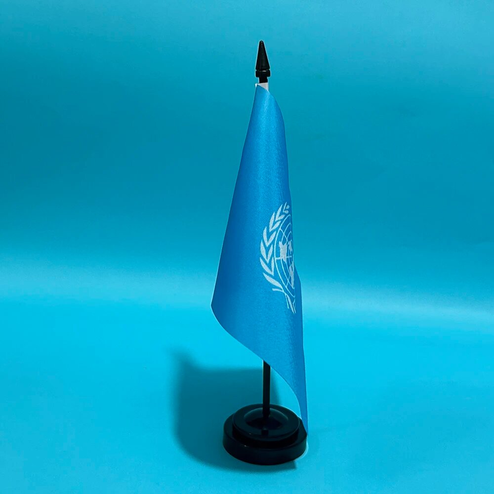 Флаг Организации Объединенных Наций SKY FLAG 14x21 см Black plastic pole