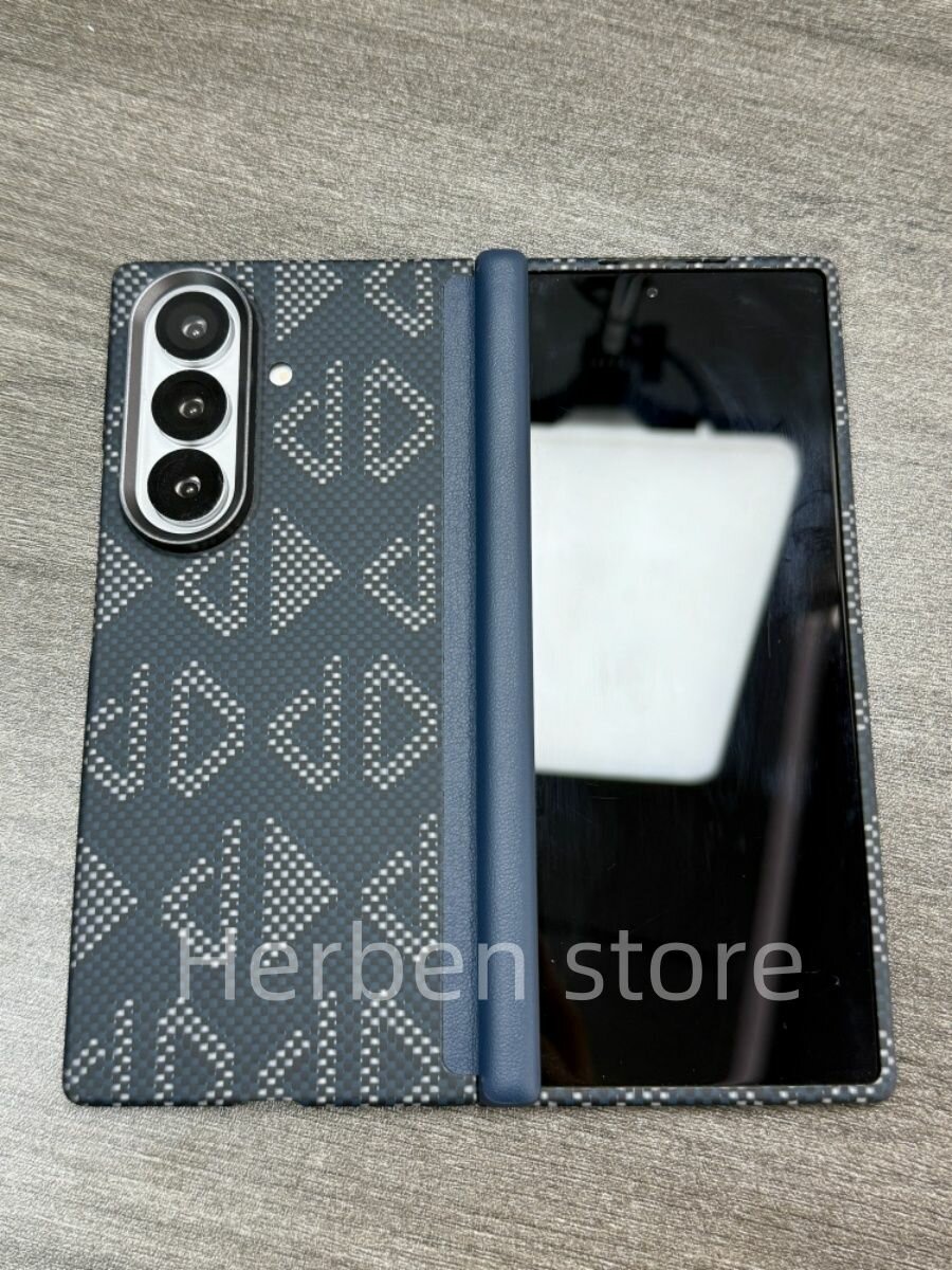 Кевларовый чехол для samsung galaxy z fold7, Ультратонкий защитный чехол из настоящего углеродного волокна С защитой центральной оси