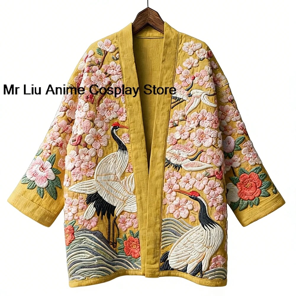 Кардиган-кимоно 3D-укё-э из полиэстера с японским принтом XS, Haori Jacket10