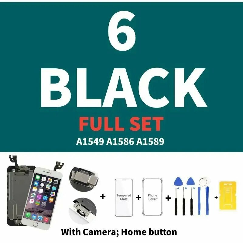 Дисплей для Apple iPhone 6 сборе с тачскрином Черный Полный набор ( camera+speaker+home button) черный