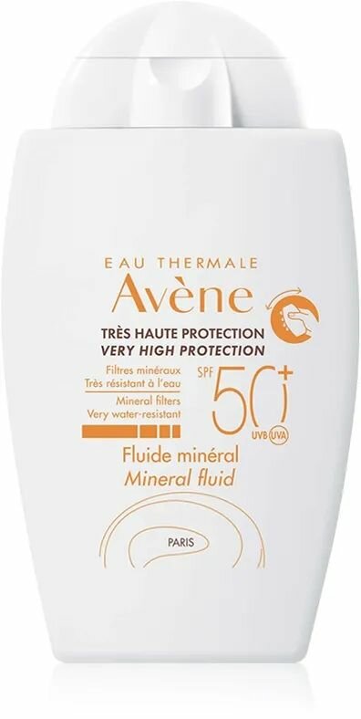 Avene Sun Mineral Fluid - Защитный флюид без химических фильтров SPF 50+, 40 мл.