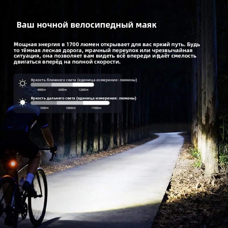 Передняя велосипедная фара свет с пультом дистанционного управления для ночных поездок по городу и грунтовкам — фото 1