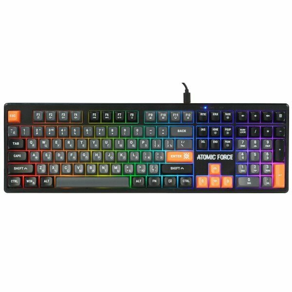 Клавиатура Defender Atomic Force GK-005 RU, чер/сер,108кн+FN, радуж,1.5м