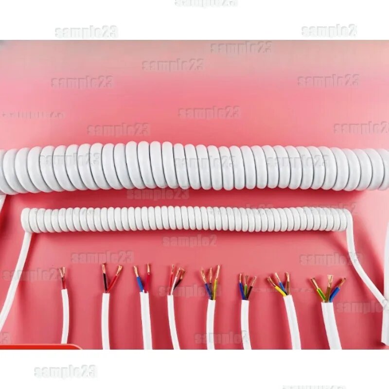 Белый пружинный кабель 2/3 жил 220В 1-6 м Stretch 5Meter, 2 cores