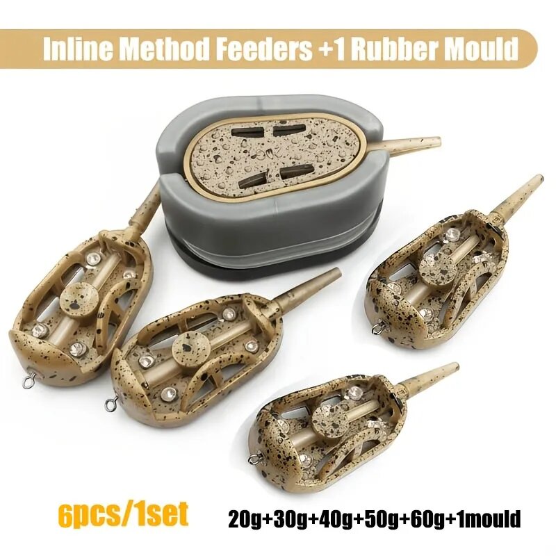 Кормушки Inline для карпа YOTO, 6шт, 20g-60g, 1 форма
