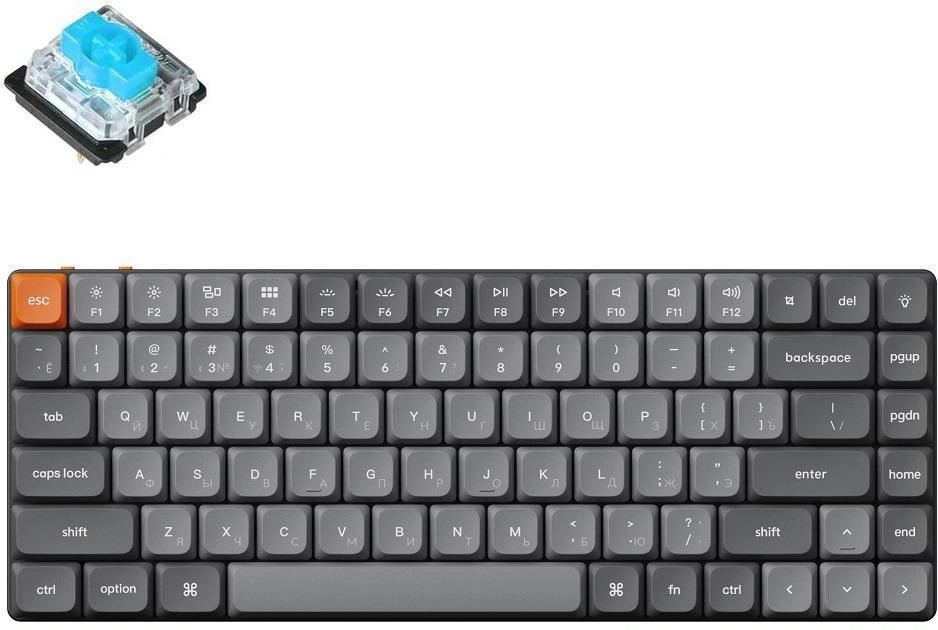 Клавиатура беспроводная Keychron K3 Max, 84 клавиши, RGB-подсветка, Gateron Blue Switch