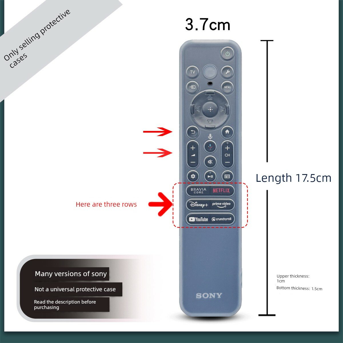 1 шт. Sony RMF-TX910U/P Прозрачная ударопрочная силиконовая защитная накладка для пульта, толстая, водонепроницаемая,