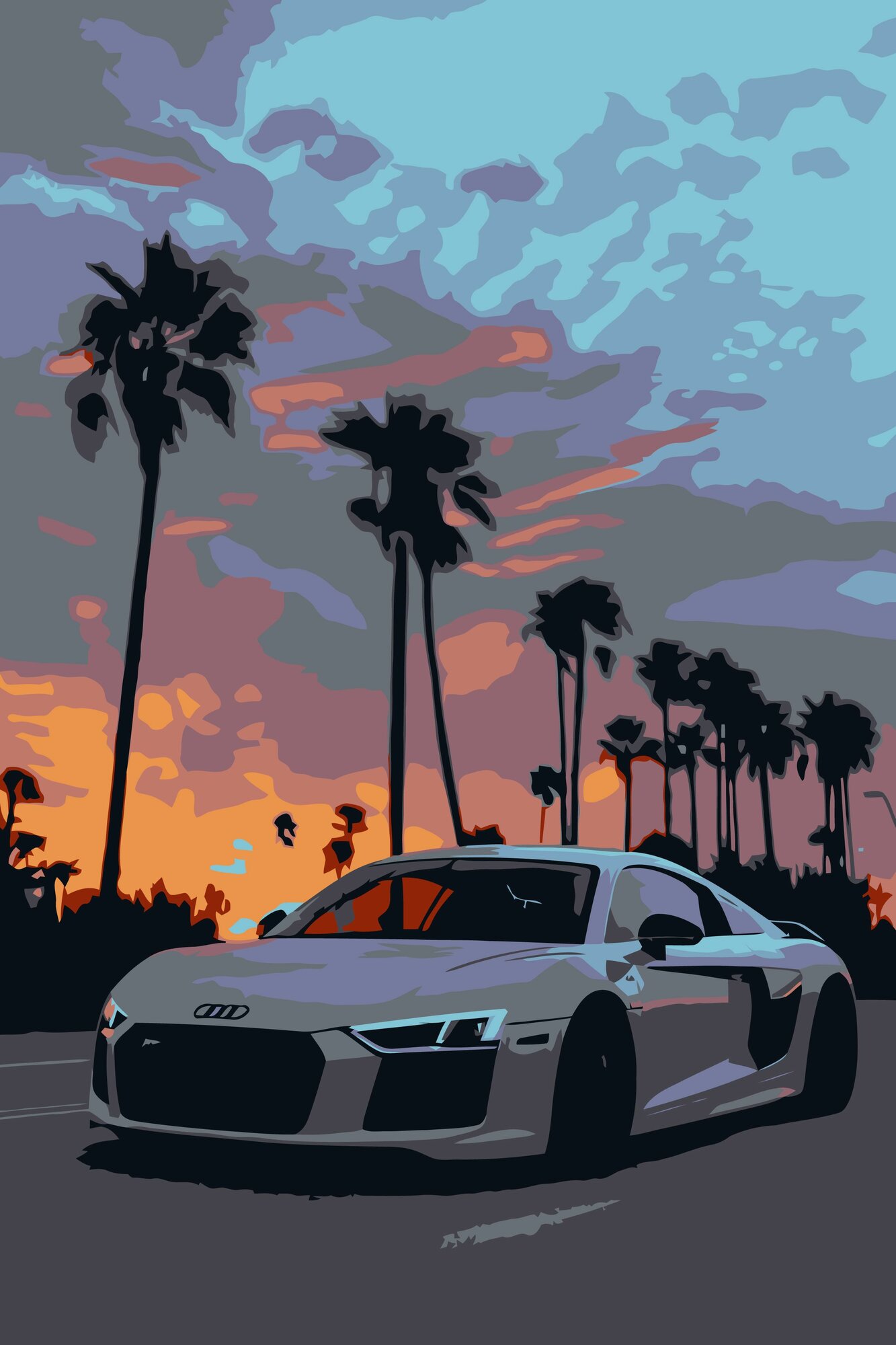 Детская картина по номерам E3155 " Спорт машина" 20x30