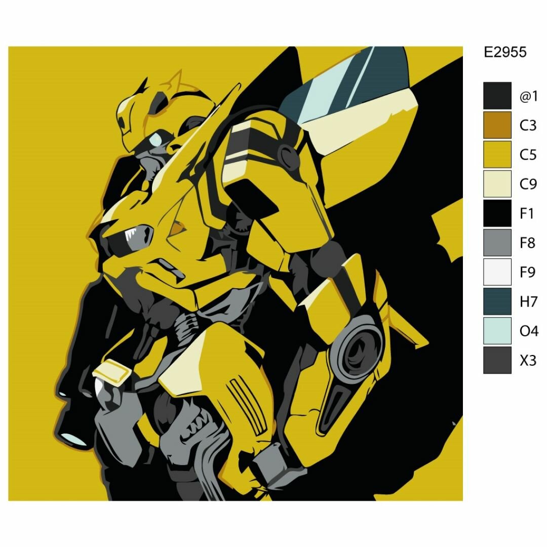 Детская картина по номерам E2955 "Трансформеры, Бамблби" 30х30