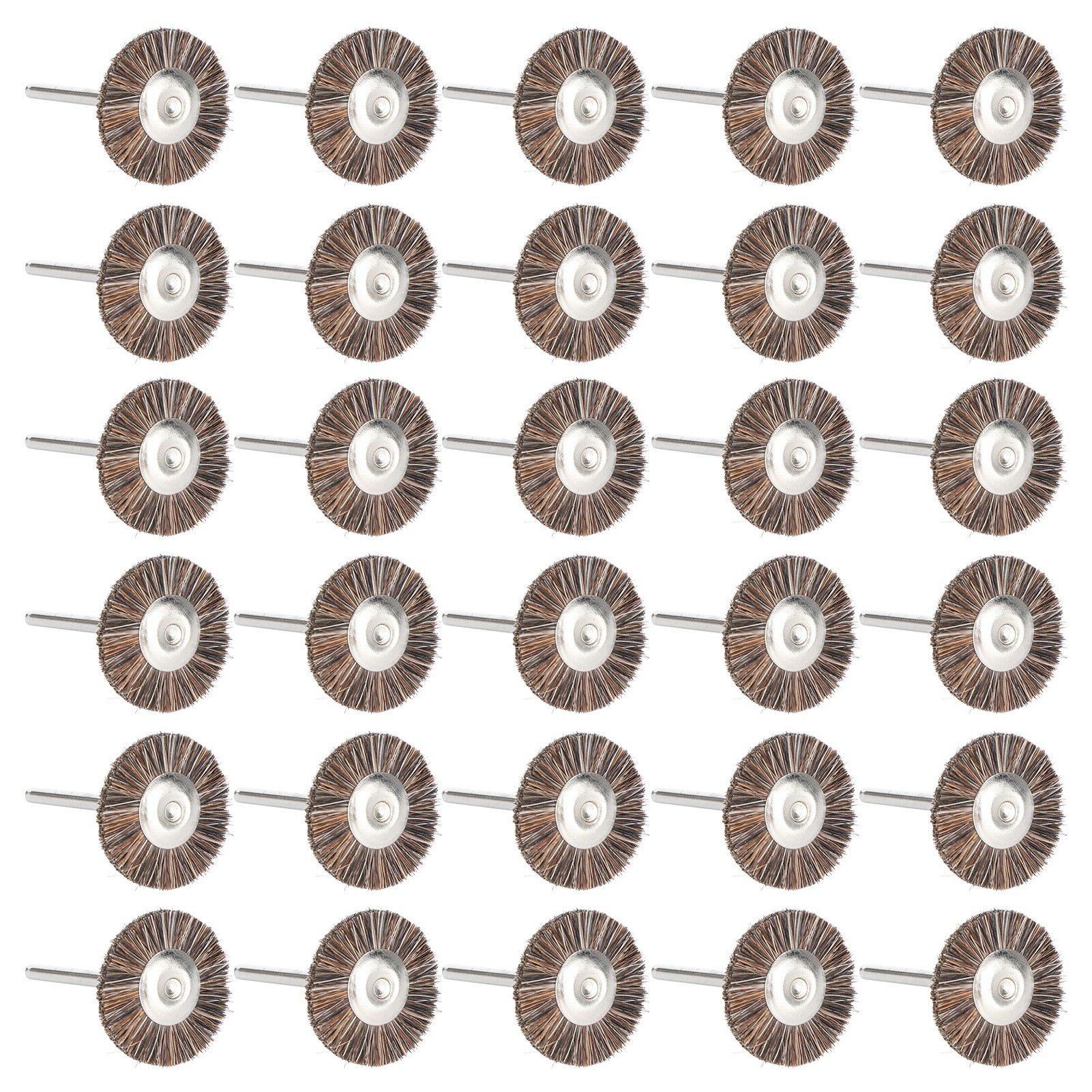 30 шт. плоских миниатюрных щеток-колес для резьбы по дереву, удаления ржавчины/коррозии/краски, полировки, для работы с конской гривой.