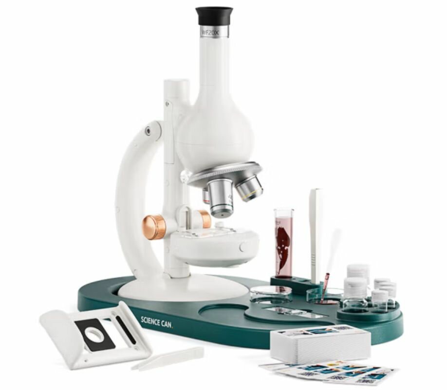Вертикальный студенческий микроскоп Science can Vertical student high magnification microscope 40X-1600X, Белый