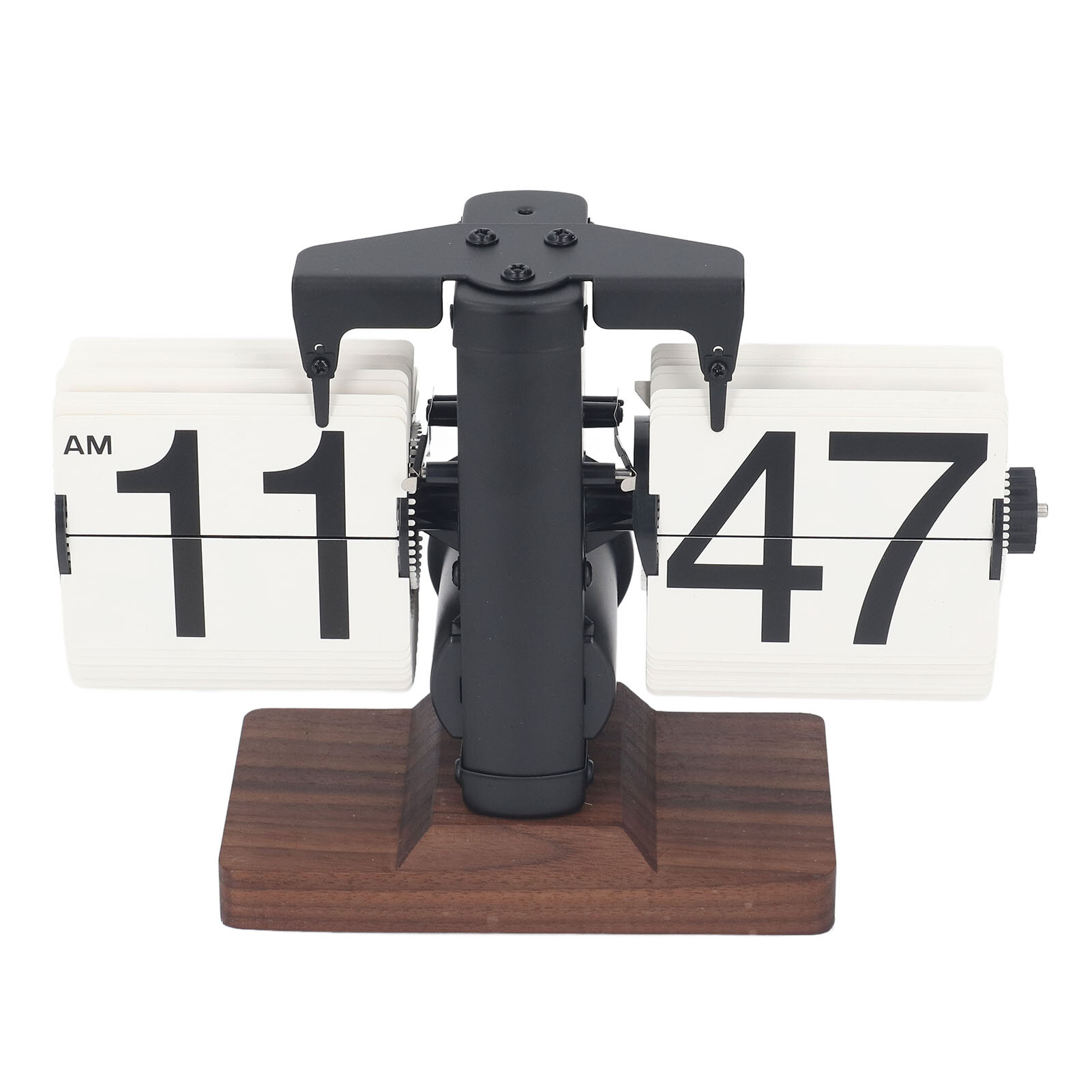 Цифровые перекидные настольные часы 12 часов односторонние на батарейках ретро механические автоматические перекидные часы с деревянной основой для гостиной офиса черная рамка белые страницы
