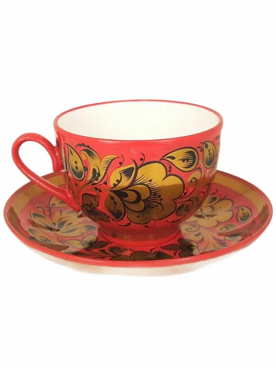 Чайная пара "Пробуждение"-Маки, Хохломская роспись (Хохлома), ручная авторская работа