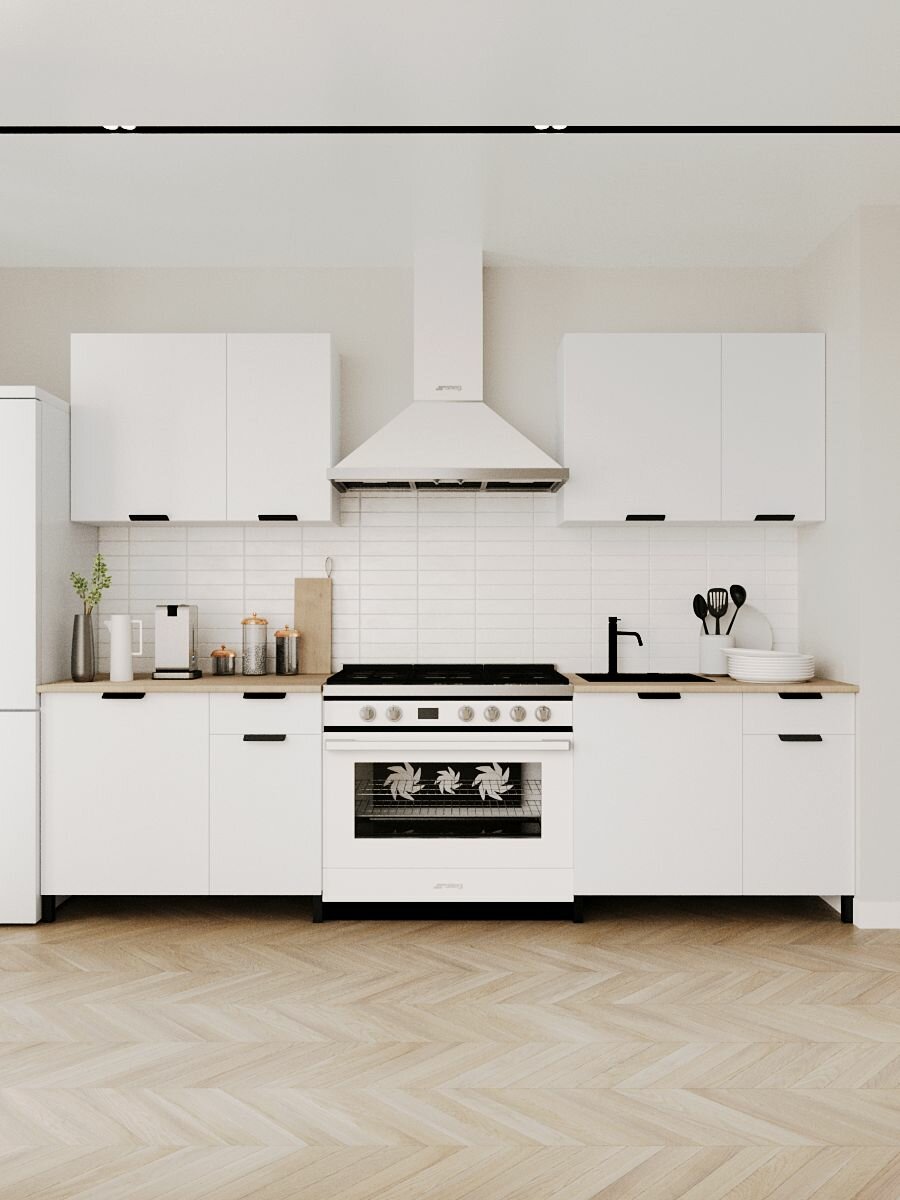 Кухня модульная МРКГ7 Венера 2,0 м Белый/Белый/ст. Дуб вотан 2000х600х2170 мебельный РАЙ