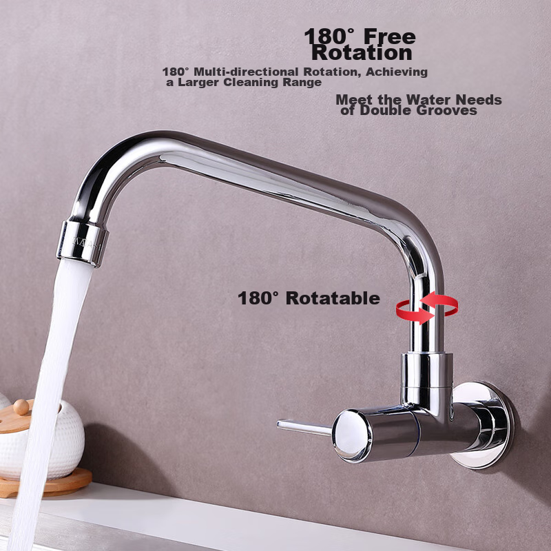 Larsd Wall-Mounted Faucet, Kitchen Faucet with Copper Body, Single Cold Water Tap, Sink And Laundry Basin Quick-Open Faucet LD06