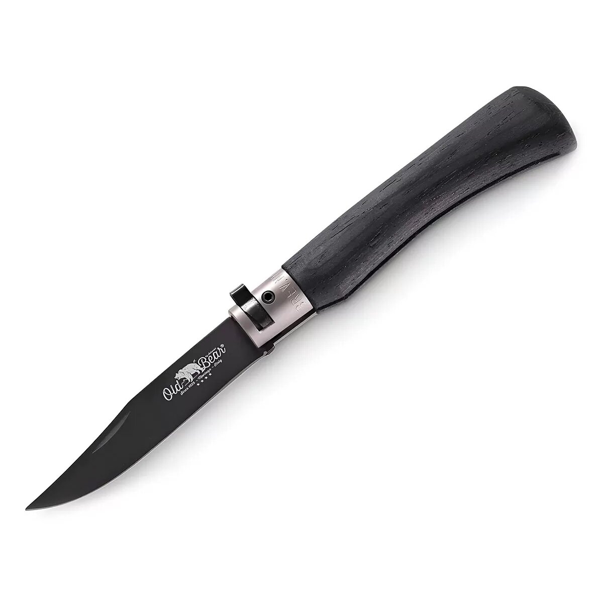 Нож складной Antonini Old Bear Total Black M, сталь 1.4060, PTFE, чёрный ламинат
