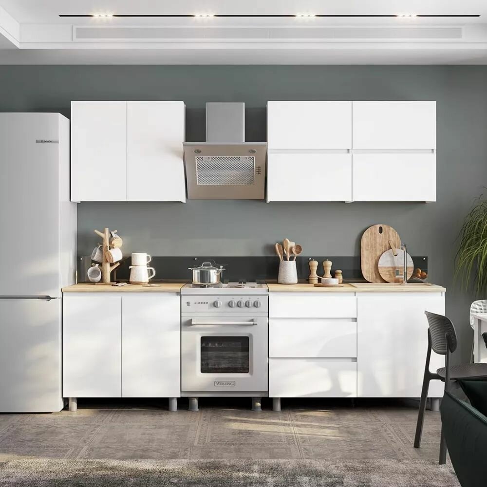 Кухня мркг 1/Токио 2м+Мойка S-23+Сифон (Комплект) Белый текст./Дуб сон.+Беж. глян.