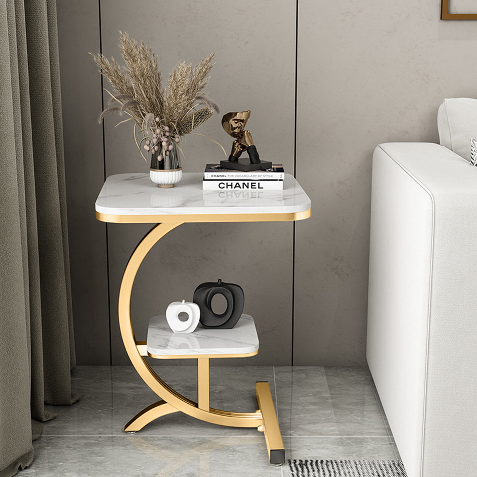 Мраморный приставной столик, с-образный столик для закусок, мебель для семейного отеля,45*45*60 см