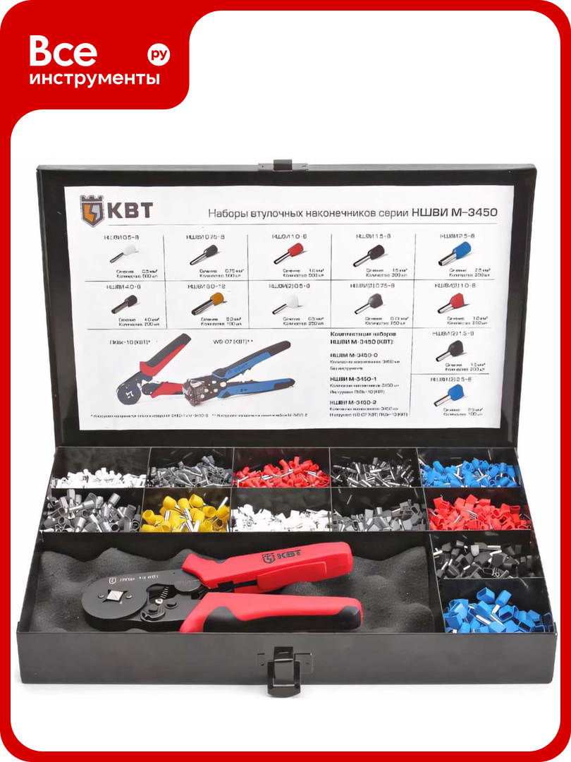 Набор втулочных наконечников НШВИ КВТ М-3450-1 75270, медный, изоляции
