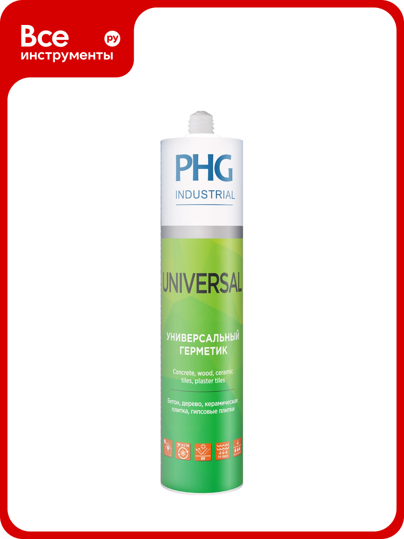 Универсальный герметик PHG Industrial беcцветный , 280 мл, Служит для заполнения монтажных пустот и щелей
