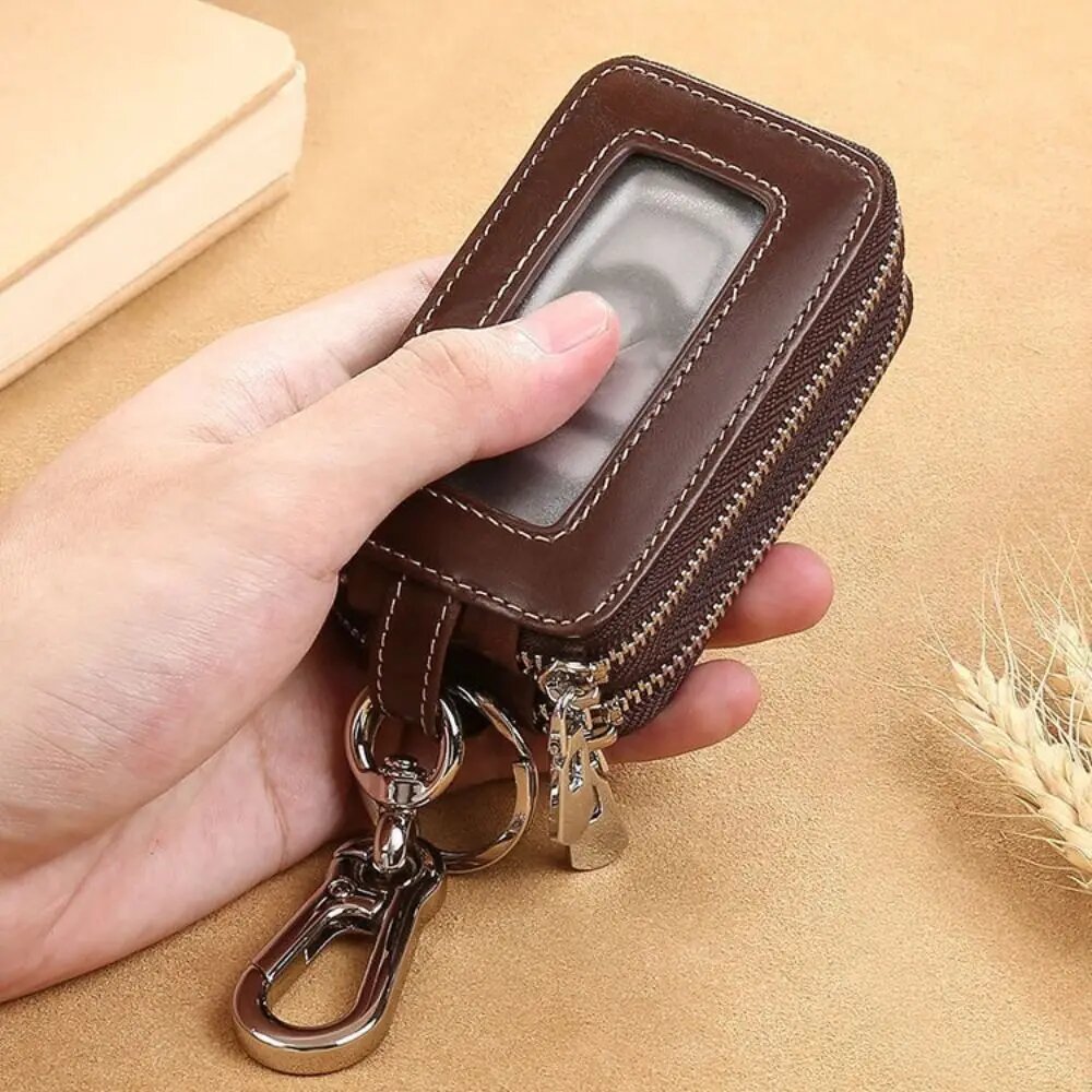 Универсальный двухслойный чехол для ключей на молнии, мини-портативный чехол для автомобильных ключей, сумка для хранения из искусственной кожи, органайзер для ключей, подарок black