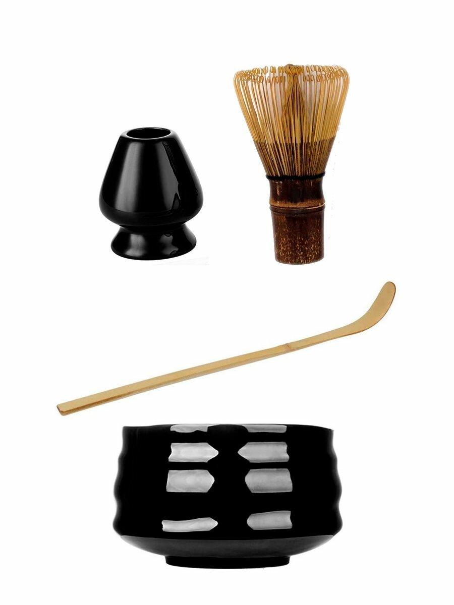Набор для заваривания чая матча PVHOME, бамбуковый венчик, ложка, чашка пиала, держатель
