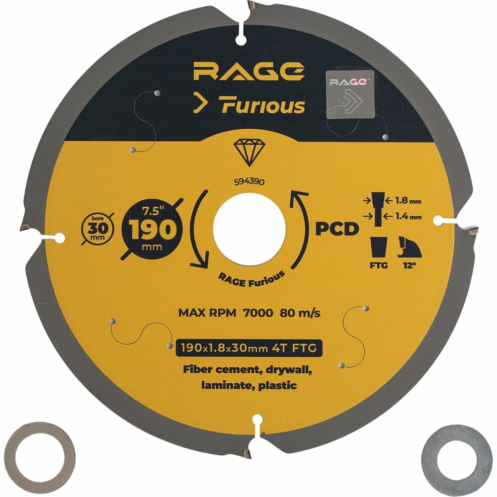 Диск пильный по фиброцементу RAGE Furious