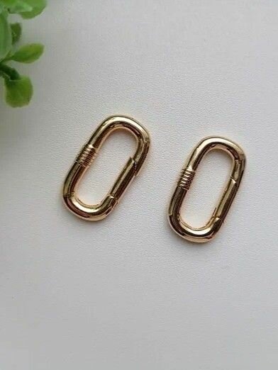 Карабин для бижутерии толстый прямоугольный 2 шт. Латунь, позолота. Фурнитура для бижутерии Корея