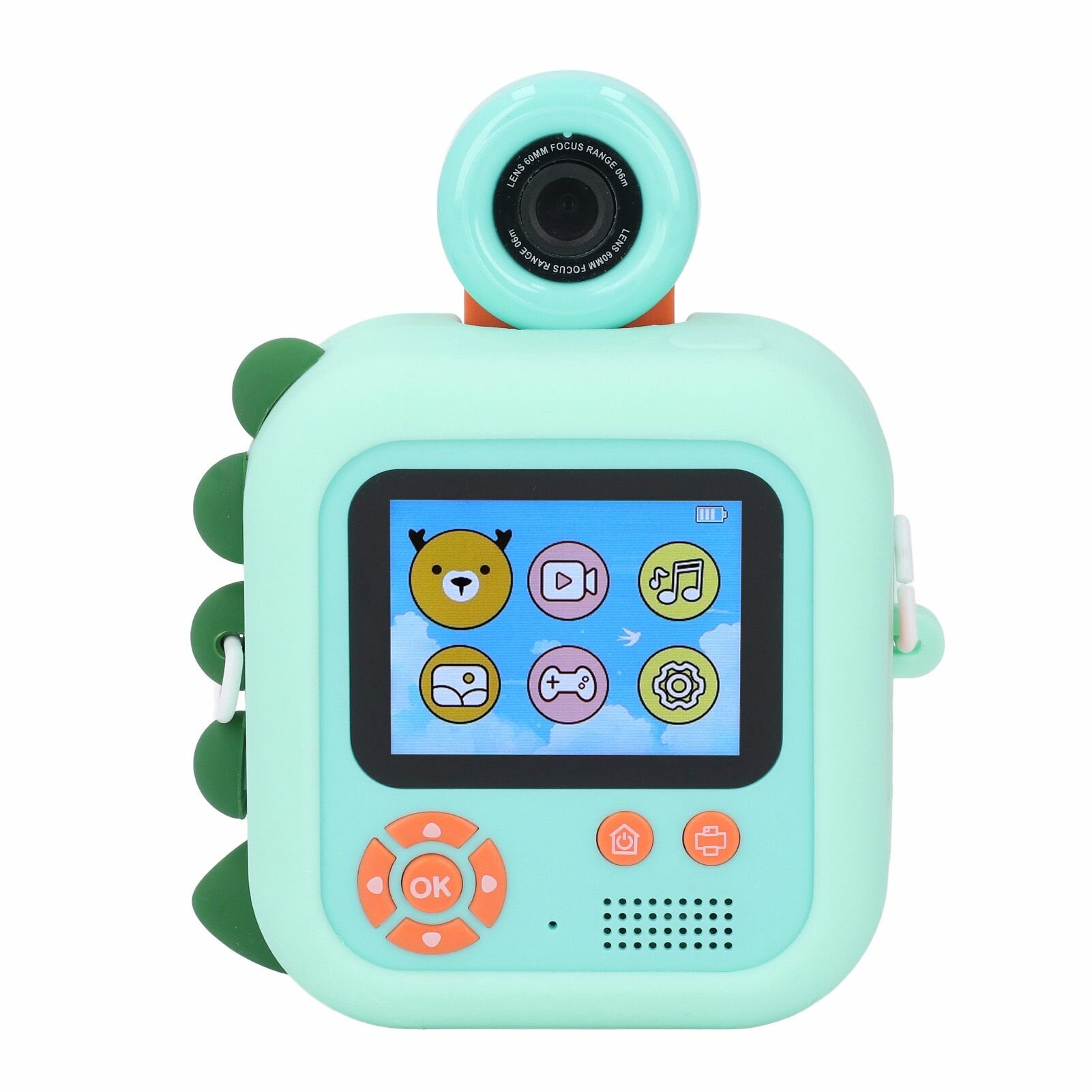 Цифровая камера 48MP с термопечатью и поворотным объективом 180 градусов для детей, оранжевая, экран 2.4 дюйма