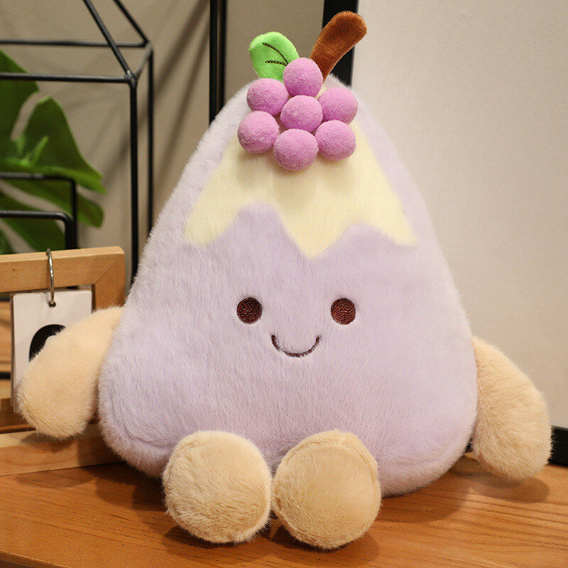Fruit cake plush doll with short plush material for childrens toy and birthday present grape cake 25cm